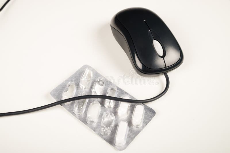 Pills and computer mouse stock image. Image of antidepressant - 77685741
