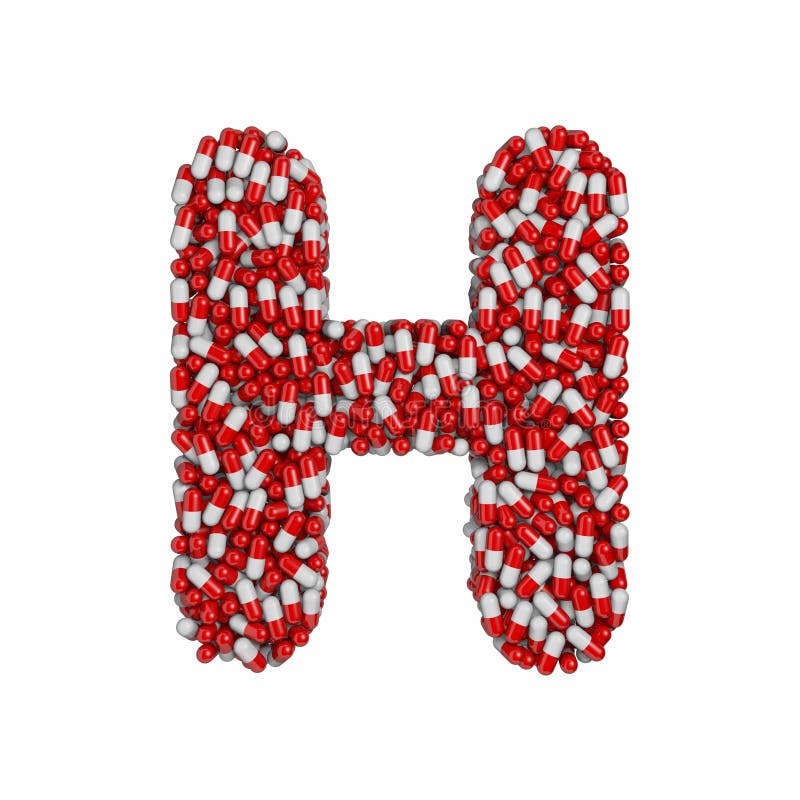 Pills 3d Letter H - Upper-case 3d Character Stock Illustration ...
