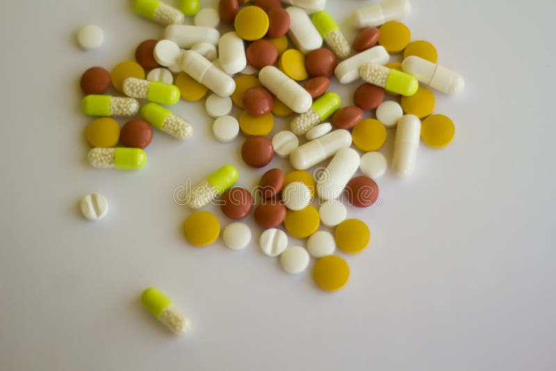 Pills of Different Colors from Above Stock Image - Image of concept ...