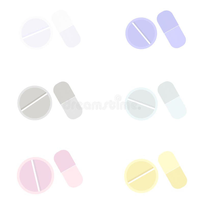 Pills of Different Shapes in Different Colors Stock Vector ...