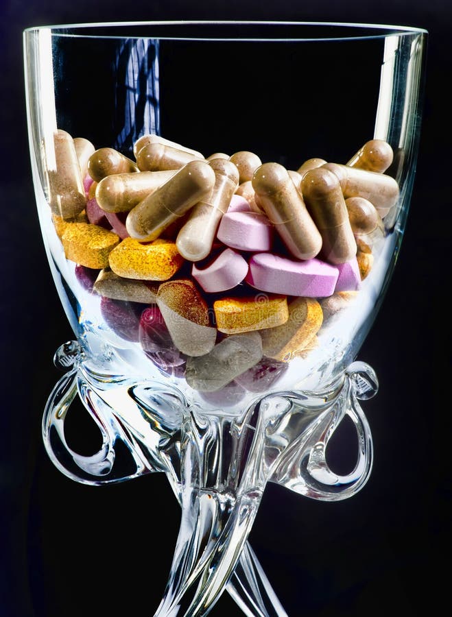 Pills in a glass. stock photo. Image of drug, addiction - 80172496