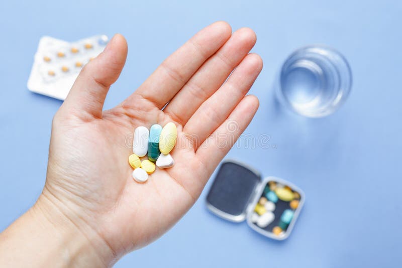 Pills in hand stock image. Image of chemistry, drug, aspirin - 58103883