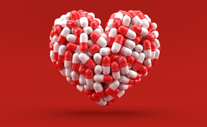 Heart Shape In Pills stock illustration. Illustration of drug - 18036931