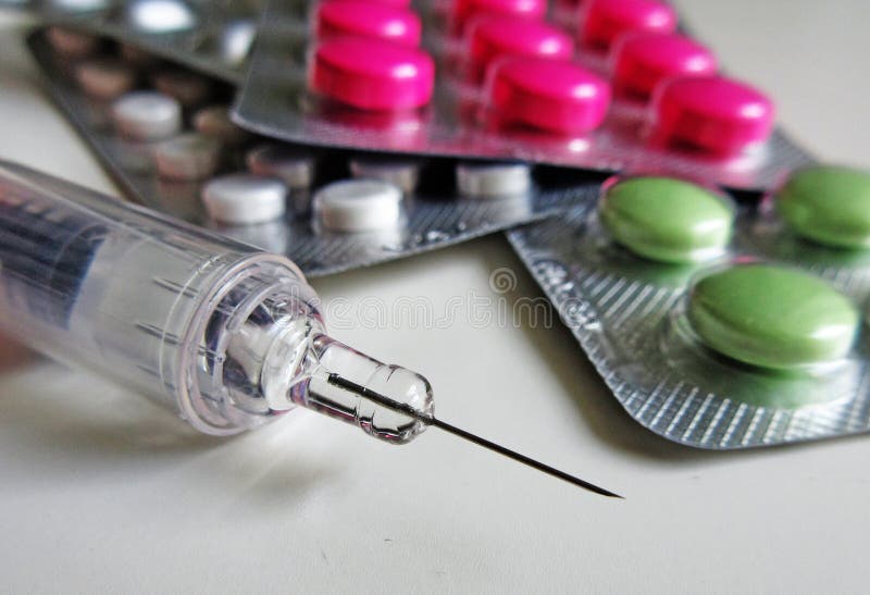 Pills and Injection Medicaments Macro Photo Stock Photo - Image of ...