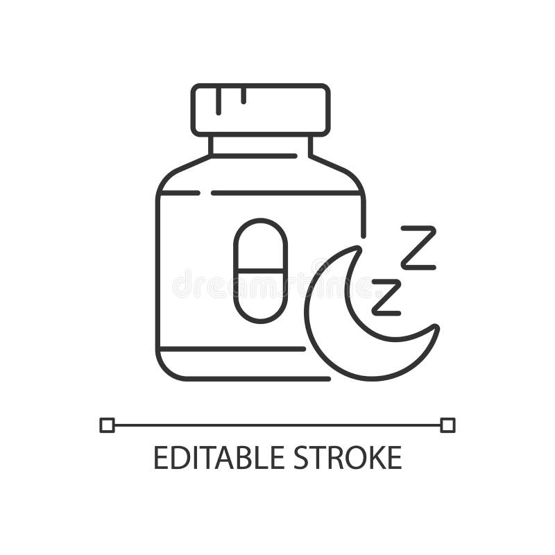 Pills for Insomnia Linear Icon Stock Vector - Illustration of icon ...