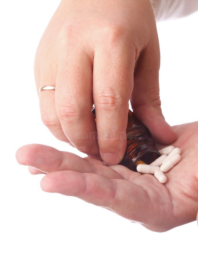 Pills in man hand stock photo. Image of medicament, mouth - 17266732