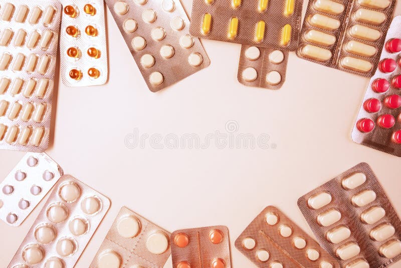 Pills of Many Shapes and Colors Grouped Together Stock Image - Image of ...