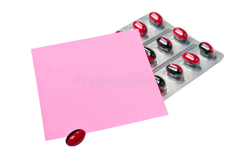 Pills and note paper stock photo. Image of closeup, message - 24386010