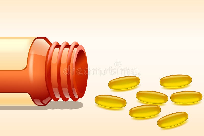 A Bottle with Omega 3 Capsules in Flat Style Isolated on White ...