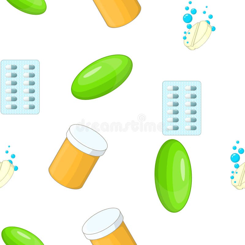 Pills Pattern, Cartoon Style Stock Vector - Illustration of decoration ...