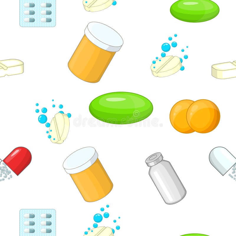 Pills Pattern, Cartoon Style Stock Vector - Illustration of illness ...