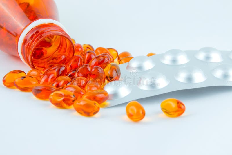 Pills and Pill Bottles Off the Panel. Stock Photo - Image of blue ...