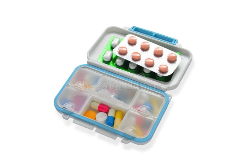 Antique Pill Box with Green and Orange Tablets Stock Image - Image of ...