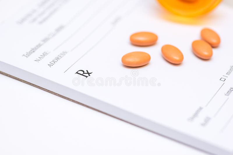 Pills on a Prescription Pad Stock Photo - Image of heap, bottle: 94975296