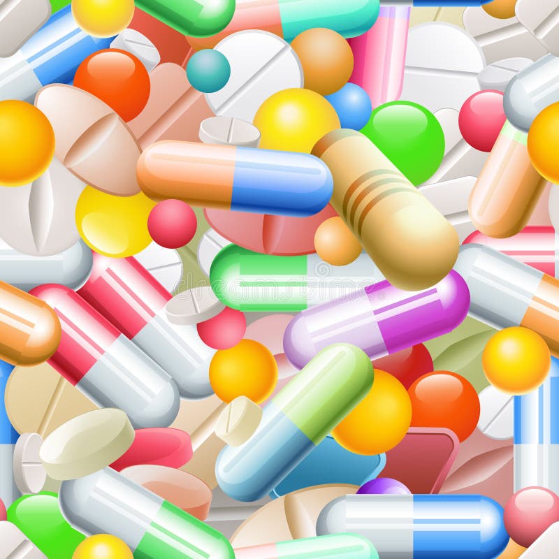 Colorful Medical Pills Seamless Pattern Stock Vector - Illustration of ...