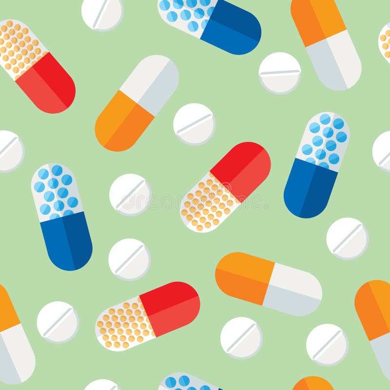 Pills Seamless Pattern stock vector. Illustration of graphic - 75352453