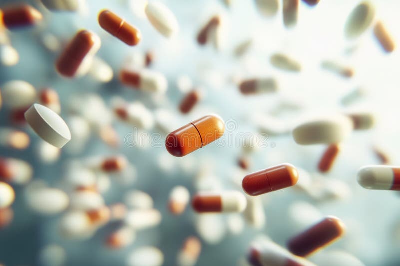 Floating Pills in a Zero Gravity Environment Create an Abstract Medical ...