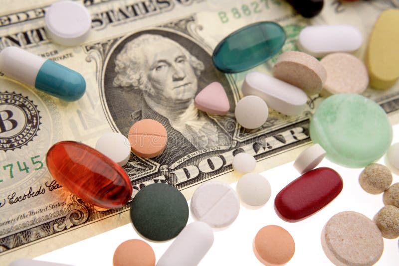 Pills on U.S. note stock image. Image of health, pills - 3360155