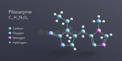 Pilocarpine Molecule 3d Rendering, Flat Molecular Structure with ...