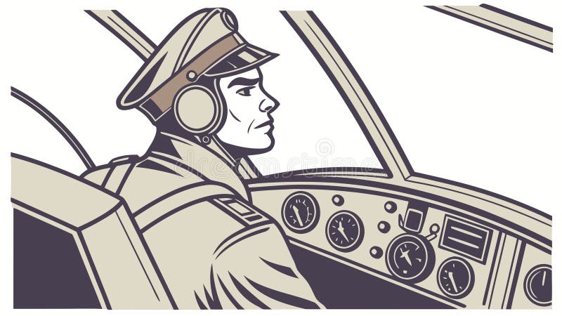 Pilot in Airplane Cockpit, Focused on Flight Controls and Navigation ...