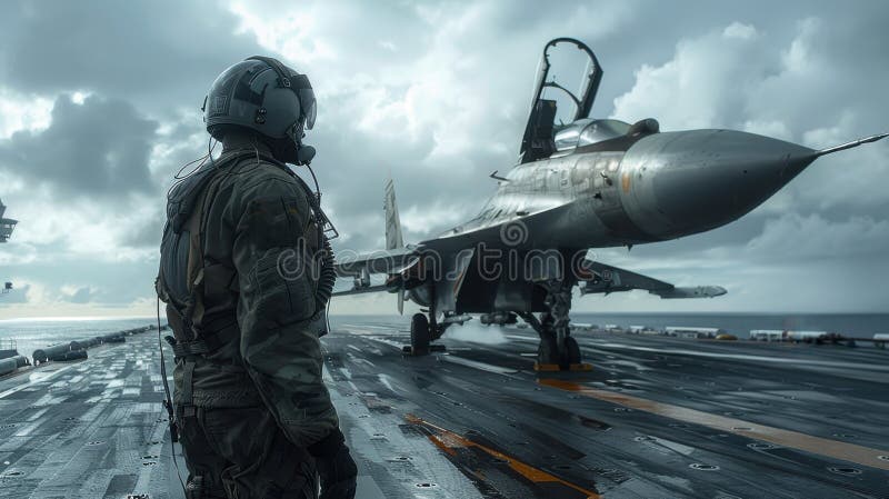 A Pilot and an Airplane before a Combat Sortie Aboard an Aircraft ...