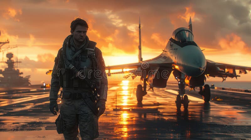 A Pilot and an Airplane before a Combat Sortie Aboard an Aircraft ...