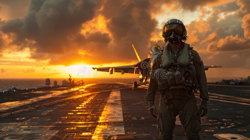 A Pilot and an Airplane before a Combat Sortie Aboard an Aircraft ...