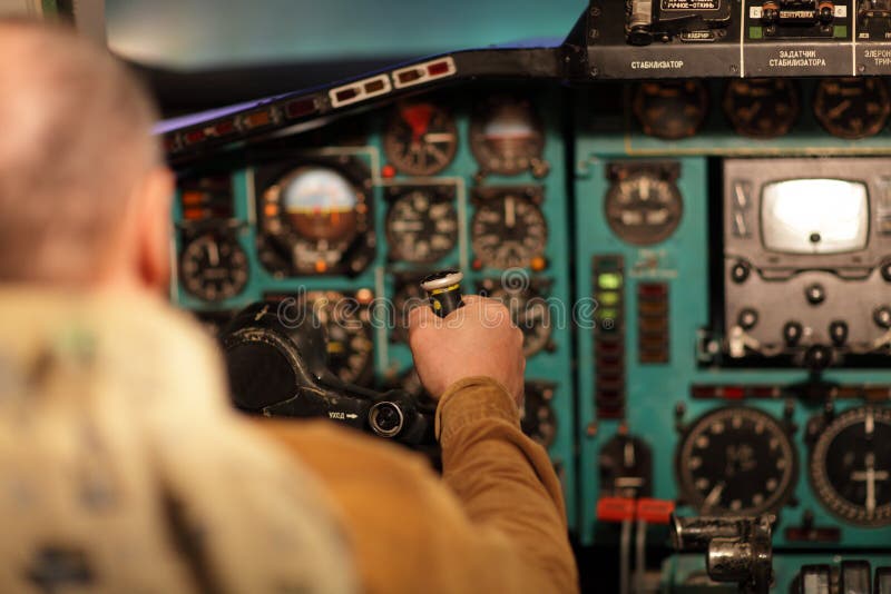 Cessna 172 Cockpit Airplane Flight Instrument Panel with Pilot ...