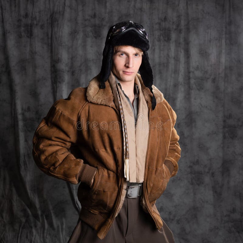 Retro Boy Pilot. Man in Glasses and Scarf, Fantasy Image of Aviator ...