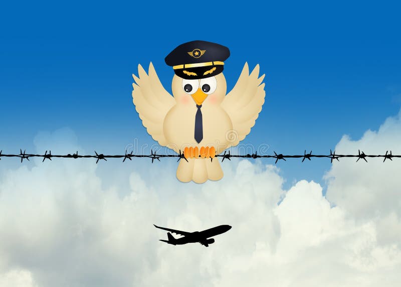 Pilot Bird with Passport on Wire Stock Illustration - Illustration of ...