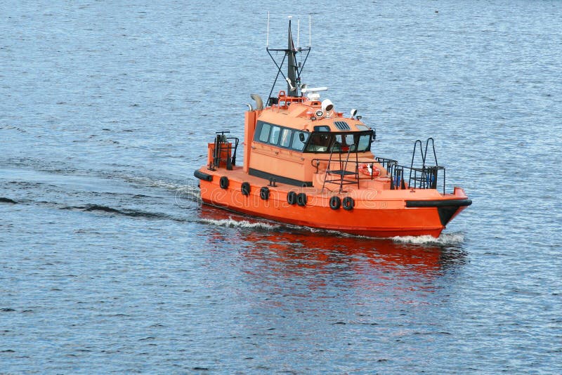 Orange tug/pilot boat stock photo. Image of tourism, cruise - 8112742