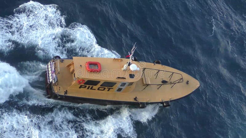 Pilot boat from above stock footage. Video of leading - 257458838