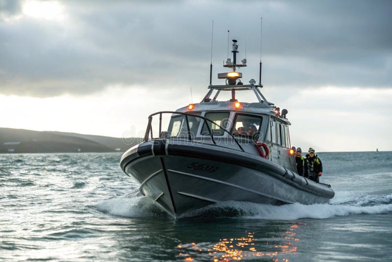 Pilot Boat Heading Out To Sea for Operation Stock Illustration ...