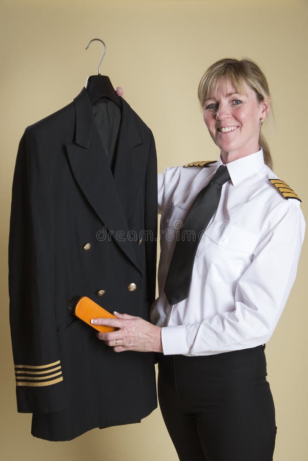 Pilot Brushing Uniform Jacket Stock Image - Image of dress, career ...
