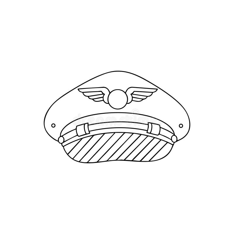 Pilot Cap with Winged Emblem Aviation Uniform Accessory Vector ...