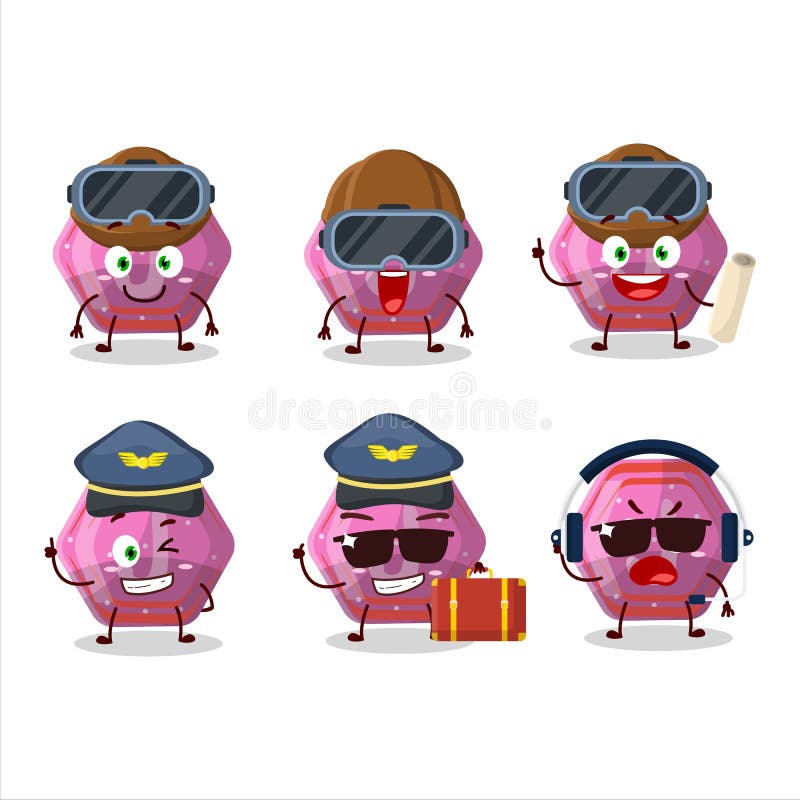 Pilot Cartoon Mascot Pink Gummy Candy J with Glasses Stock Vector ...