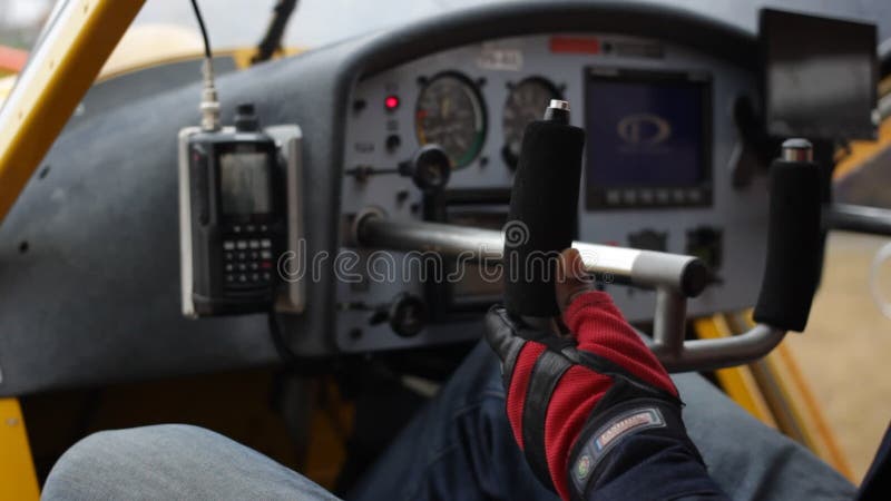 Pilot checks the rudders stock video. Video of panel - 67875357