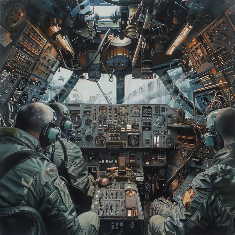 Pilot in the Cockpit of an Aircraft. 3D Rendering Stock Illustration ...