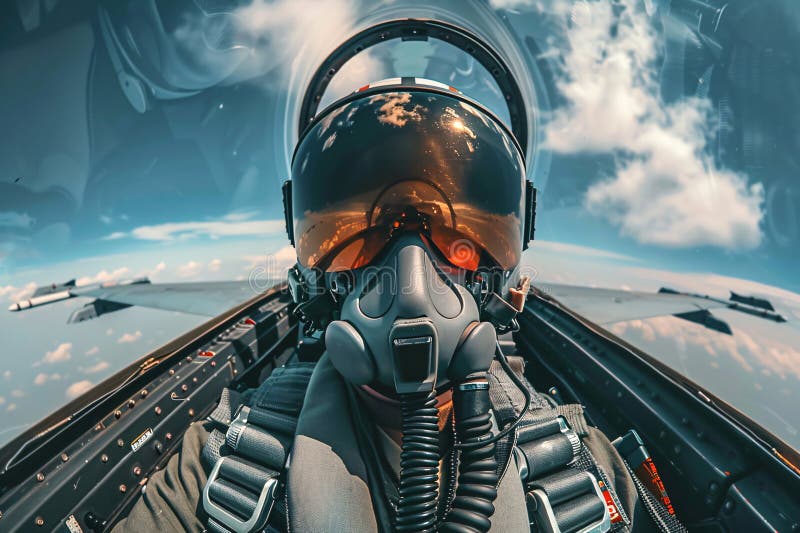 Pilot in Cockpit of Fighter Jet Stock Illustration - Illustration of ...