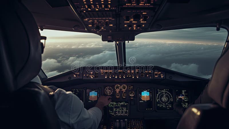 Pilot in the Cockpit of the Plane. Stock Illustration - Illustration of ...