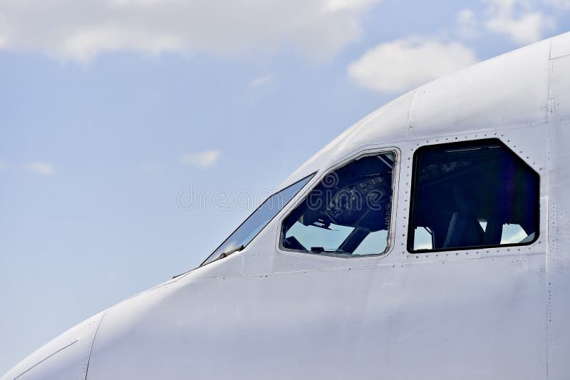 Pilot Cockpit Seen from Outside Airplane Stock Photo - Image of ...