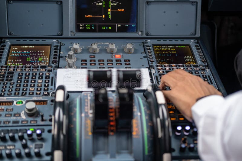 Pilot in Command Setting Control Panel in Cockpit Stock Photo - Image ...