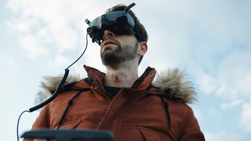Drone Pilot with Virtual Glasses Stock Photo - Image of goggles ...