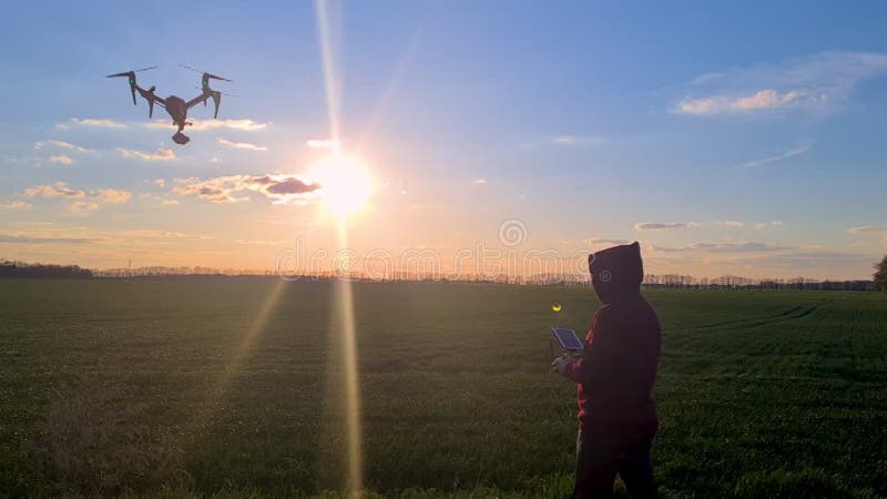 The Pilot Controls a Professional Drone Stock Video - Video of control ...
