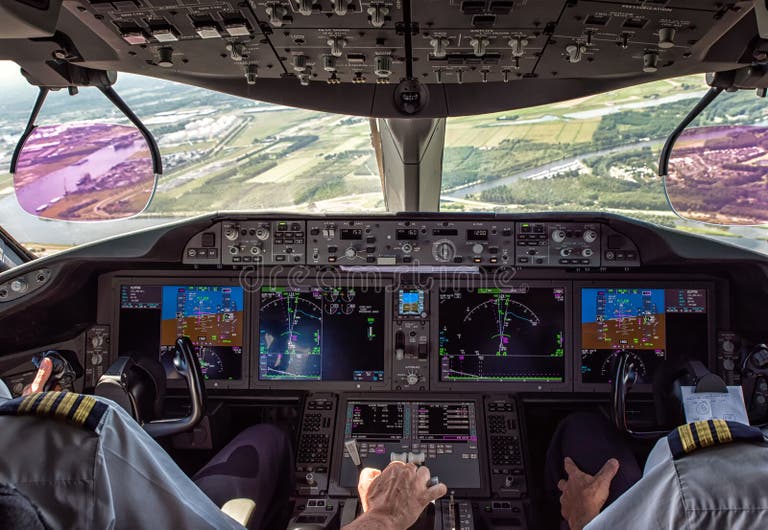 Pilot and Copilot in Commercial Plane Stock Image - Image of command ...