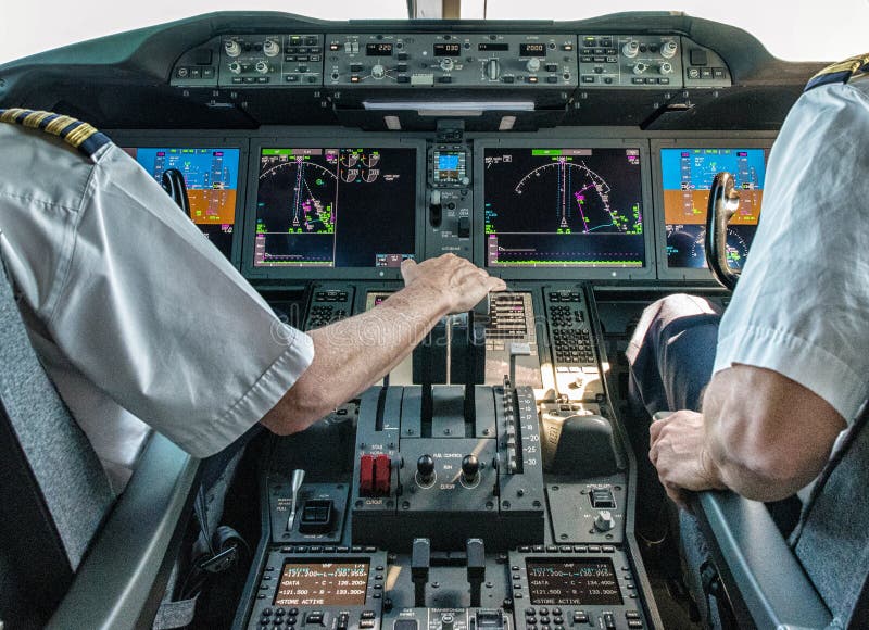 Pilot and Copilot in Commercial Plane Stock Photo - Image of luxury ...