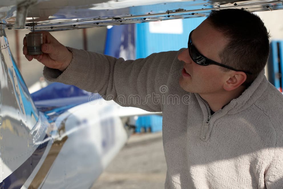 Pilot Doing Pre-flight Checking Stock Photo - Image of wing, cessna ...