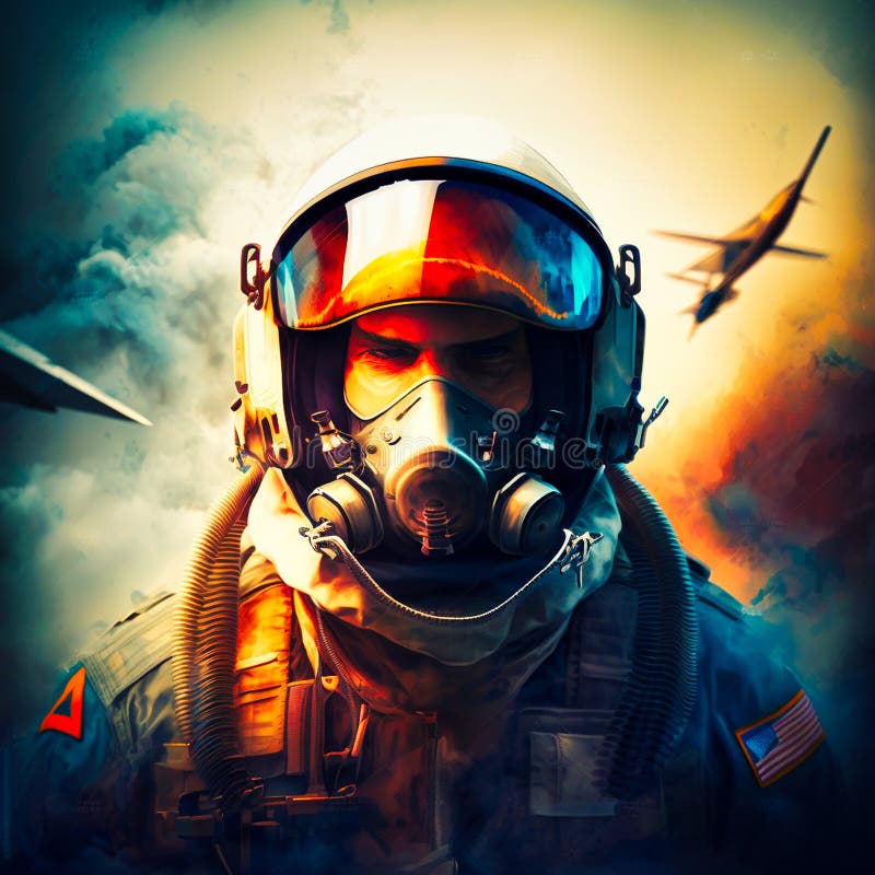 Pilot in Flight. Pilot in Mask and Helmet, Generative AI Stock ...