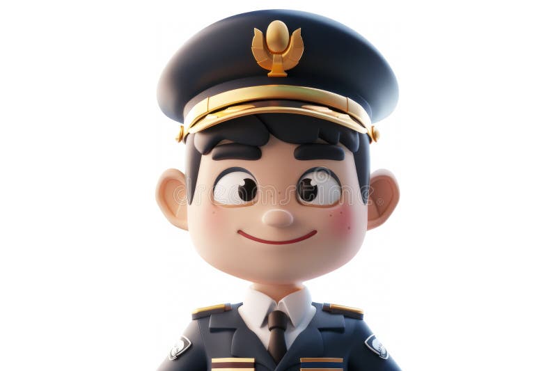 Pilot, in Full Uniform, Positioned on a Pure White Surface. Stock Image ...