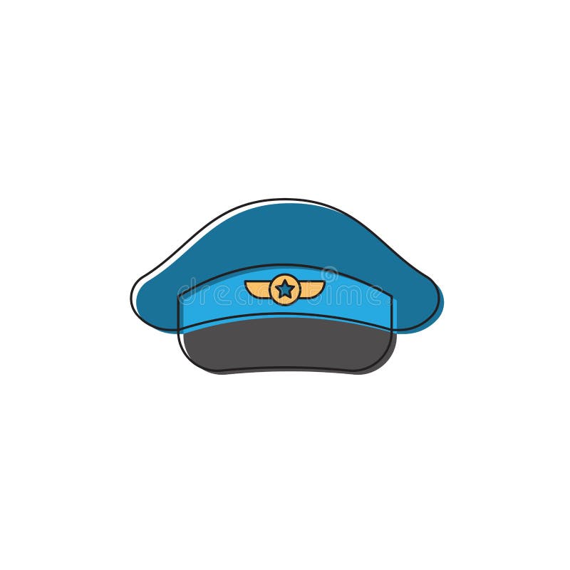 Pilot Hat Vector Icon Symbol Isolated on White Background Stock Vector ...